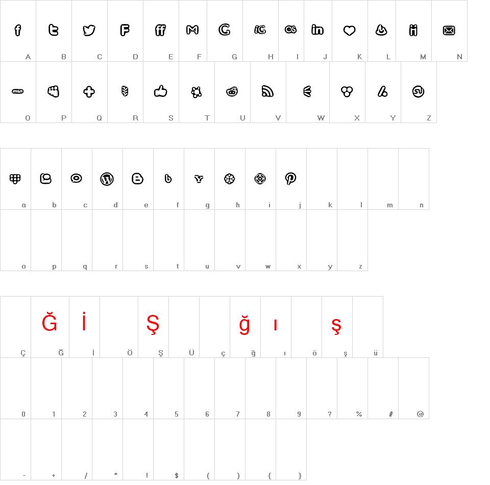 Social Media Icons Bold font - Font Tr